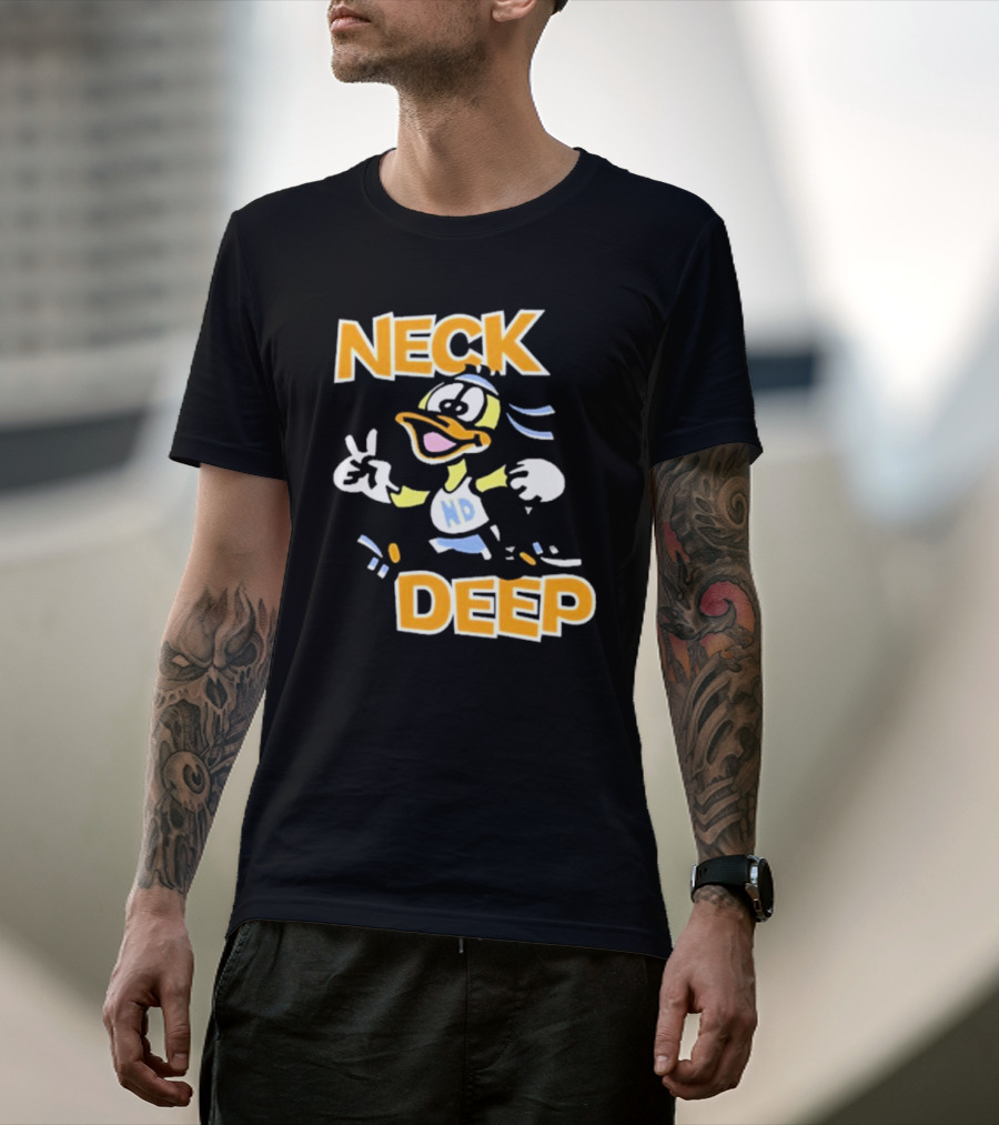 Neck Deep Duck ND Peace Sign Retro Basketball Style T-Shirt