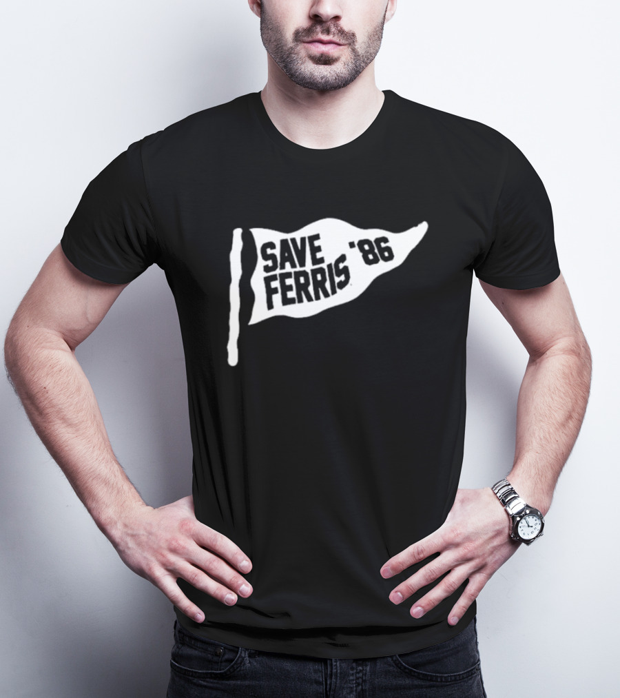 Save Ferris 86 Flag Ferris Bueller Movie Retro Iconic Reference T-Shirt