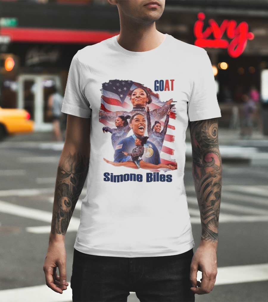 Simone Biles GOAT American Flag T-Shirt
