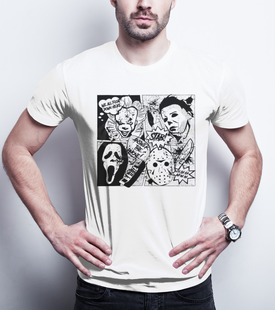 Horror Icons Mashup: We All Float Down Here Answer The Phone Stab Oh Oh Oh Wh Wh Wh T-Shirt
