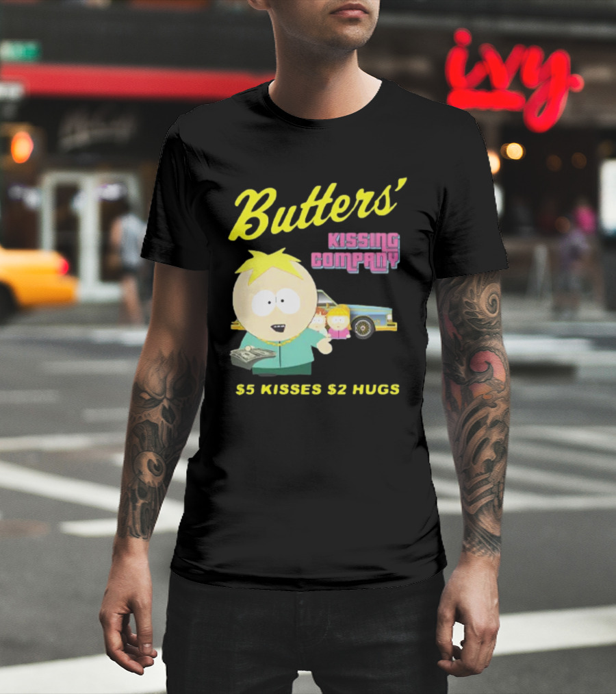 Butters' Kissing Company $5 Kisses $2 Hugs South Park Character T-Shirt