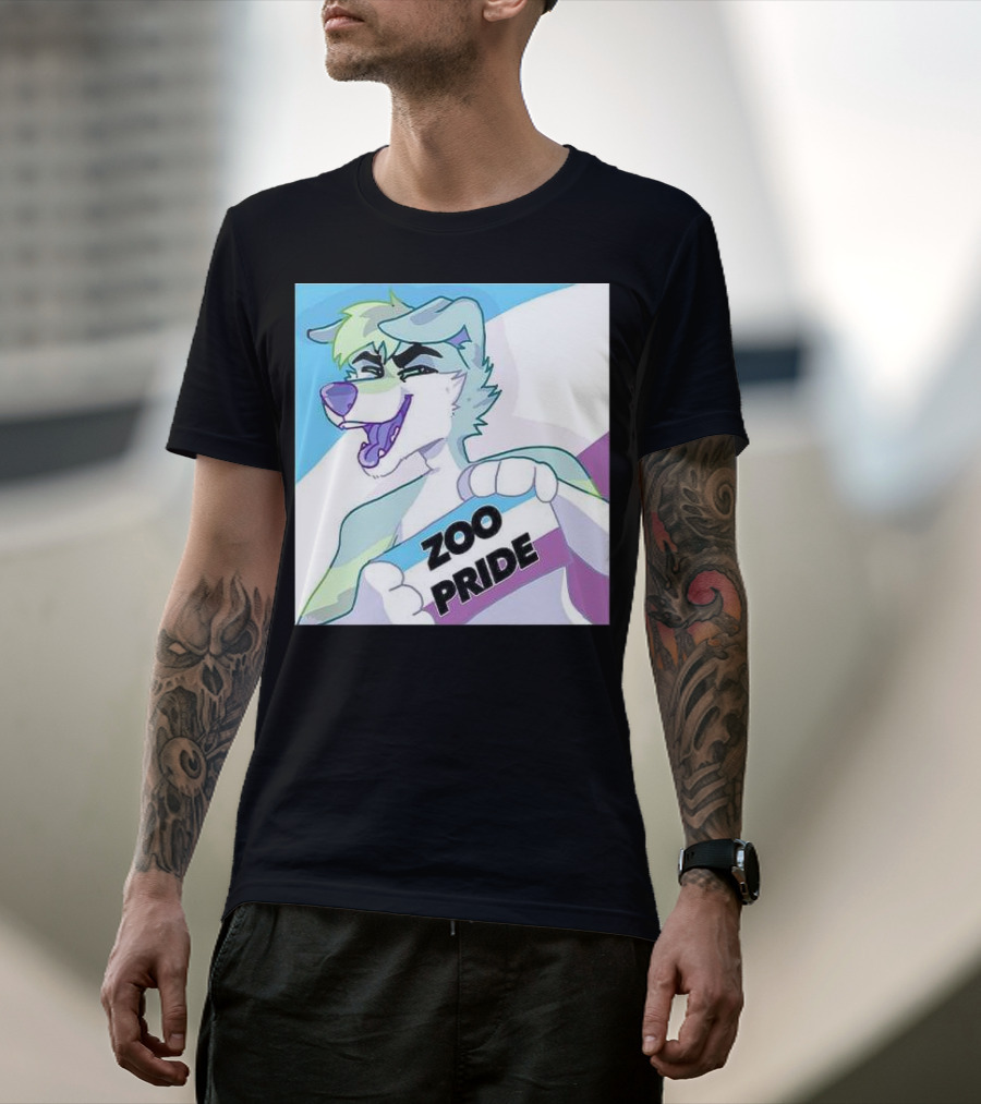 Zoo Pride Furry Character Holding Flag T-Shirt