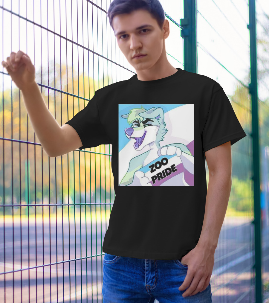 Zoo Pride Furry Character Holding Flag T-Shirt
