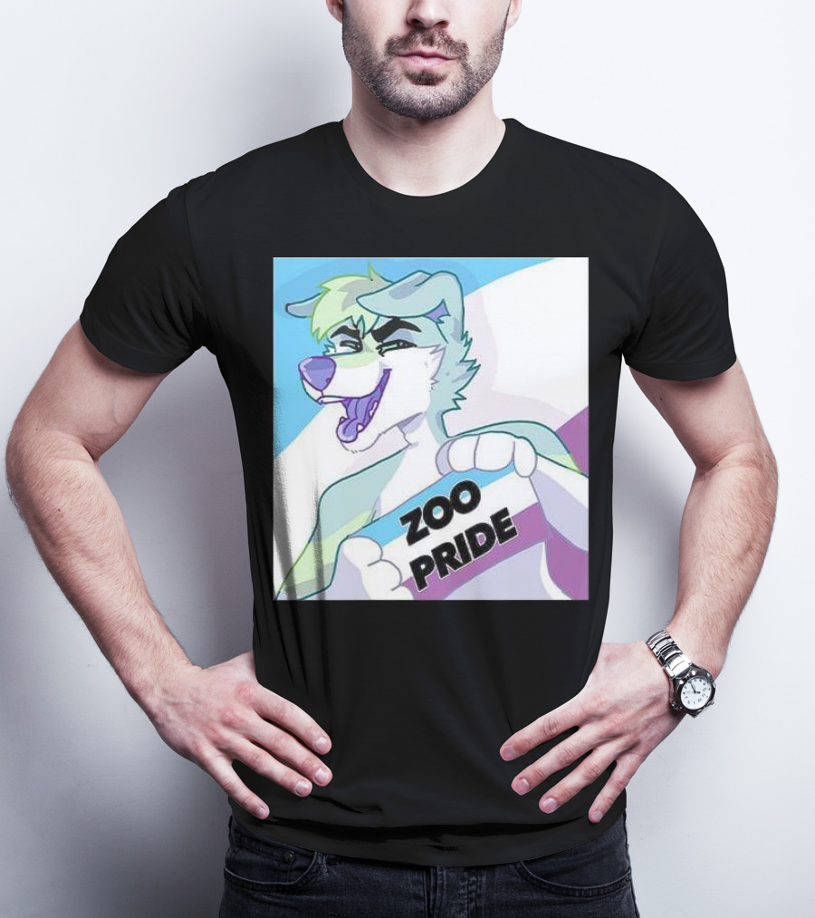 Zoo Pride Furry Character Holding Flag T-Shirt