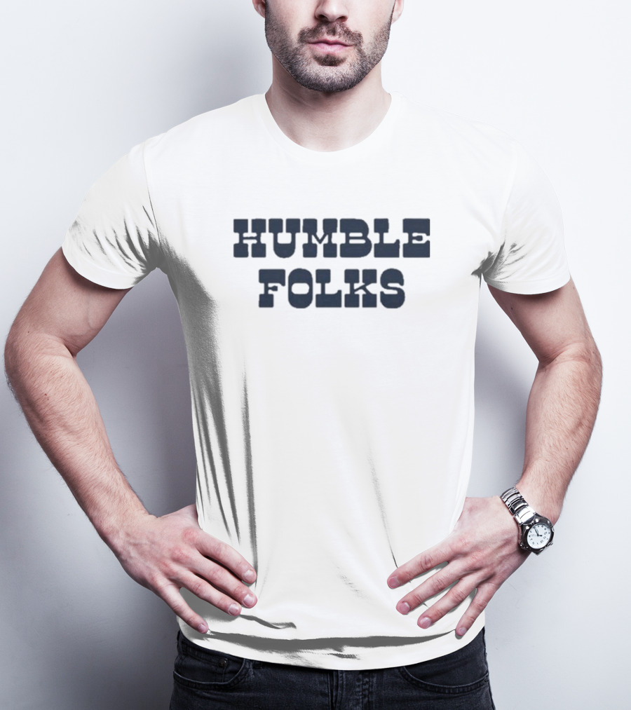 Humble Folks Sandstone Retro Style Navy Text T-Shirt