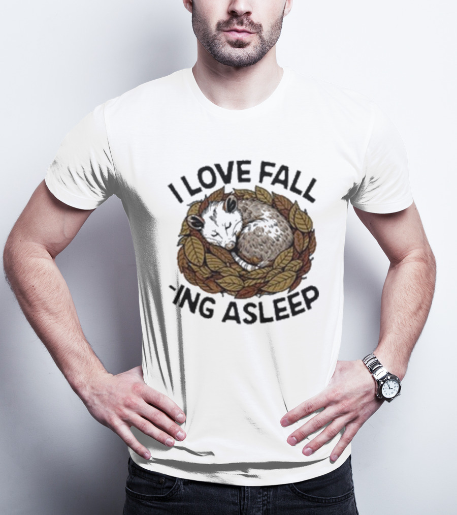 I Love Fall -ing Asleep Cozy Autumn Leaves Sheep T-Shirt