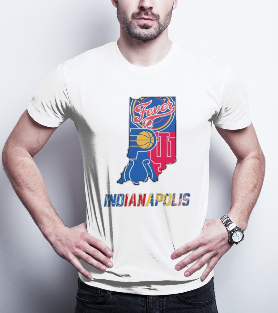 Indianapolis Fever Pacers IU Colts Map T-Shirt