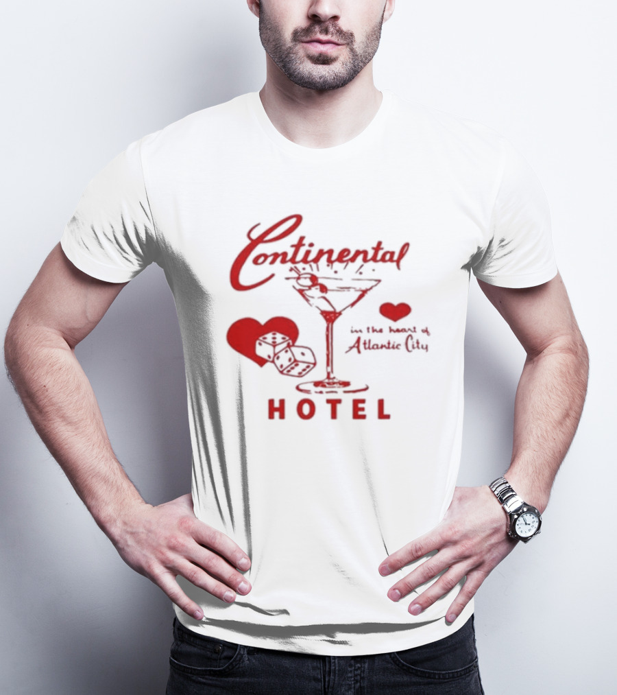 Continental Hotel In The Heart Of Atlantic City With Hearts And Martini Glass T-Shirt