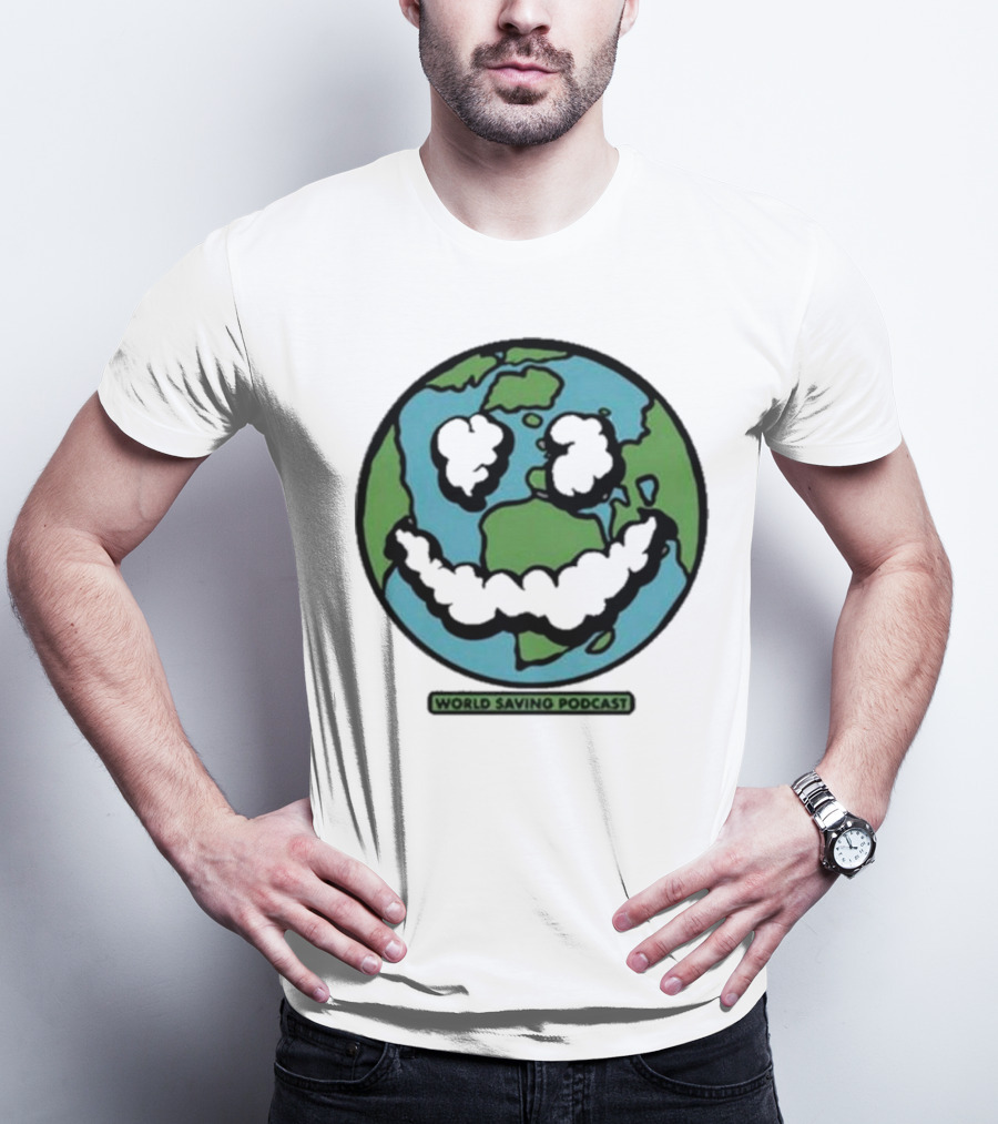 Andy Frasco Crowd Surf World Saving Podcast Earth Smiley T-Shirt