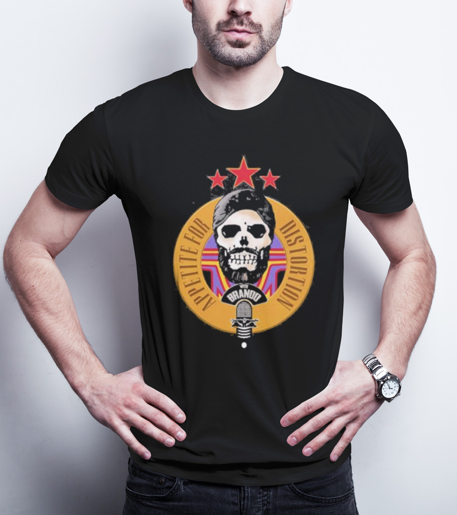 Appetite For Distortion Podcast Brando Skull And Microphone T-Shirt