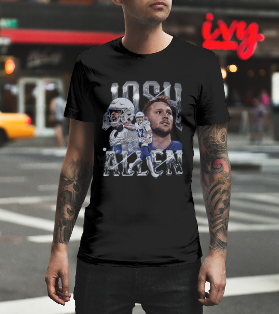 Josh Allen Action Portrait Buffalo Bills Quarterback T-Shirt