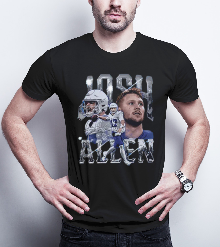 Josh Allen Action Portrait Buffalo Bills Quarterback T-Shirt
