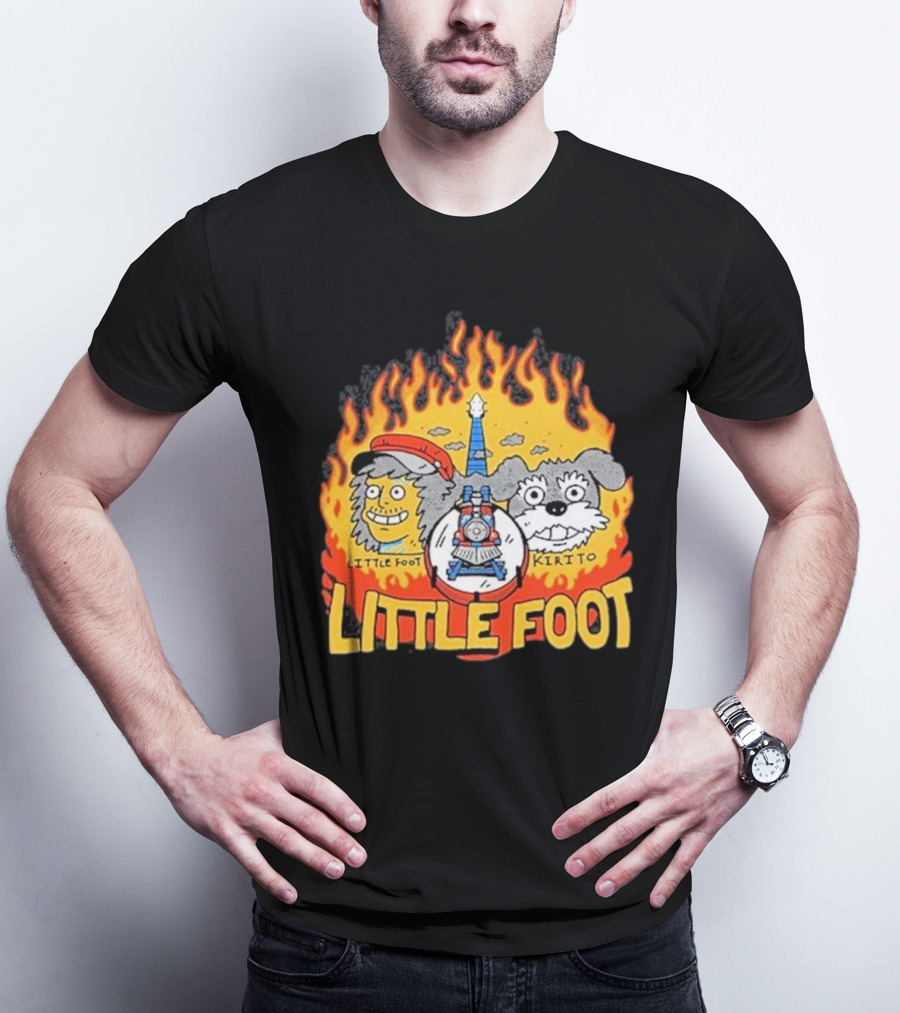 Littlefoot Kirito Littlefoot Kirito Littlefoot Flame Border Cartoon Faces T-Shirt