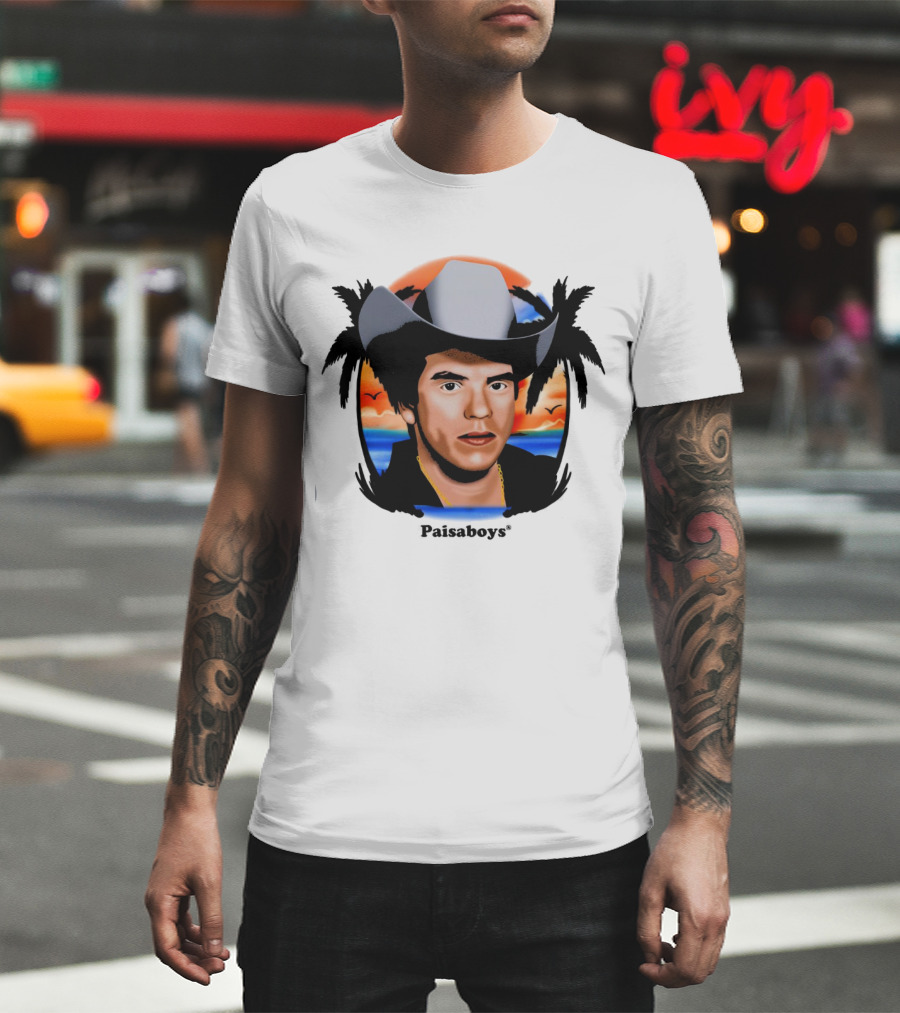 Paisaboys Sinaloa Sunset Cowboy And Tropical Ocean Scene T-Shirt