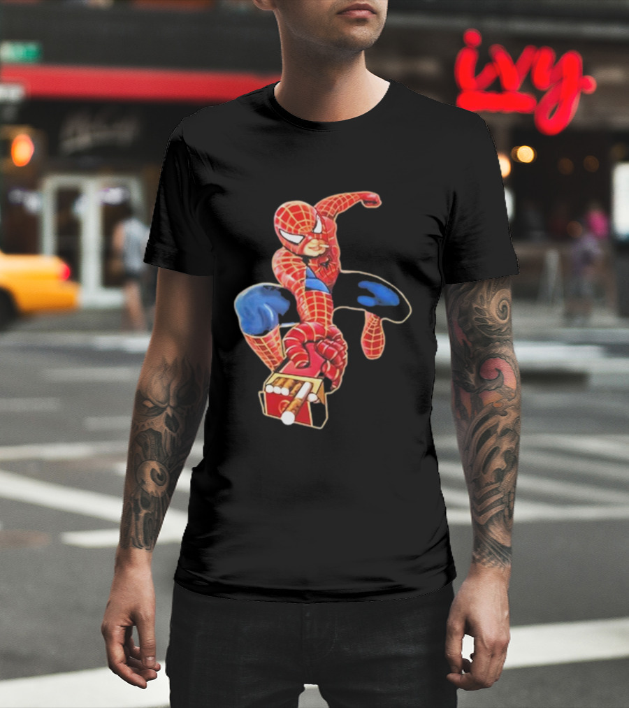 Shithead Steve Superman Smoker Man Spider-Man Cigarette Box Swing T-Shirt