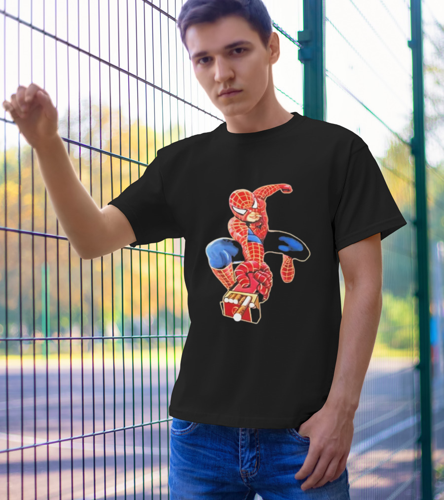 Shithead Steve Superman Smoker Man Spider-Man Cigarette Box Swing T-Shirt
