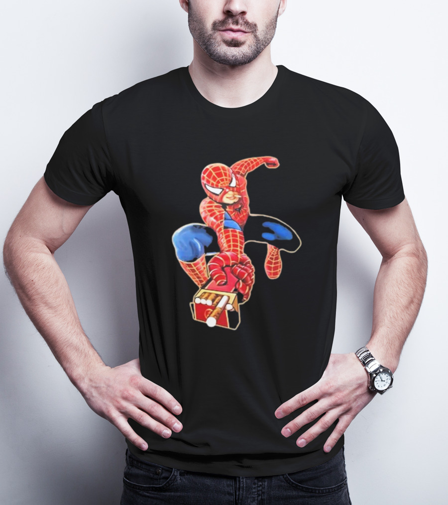 Shithead Steve Superman Smoker Man Spider-Man Cigarette Box Swing T-Shirt