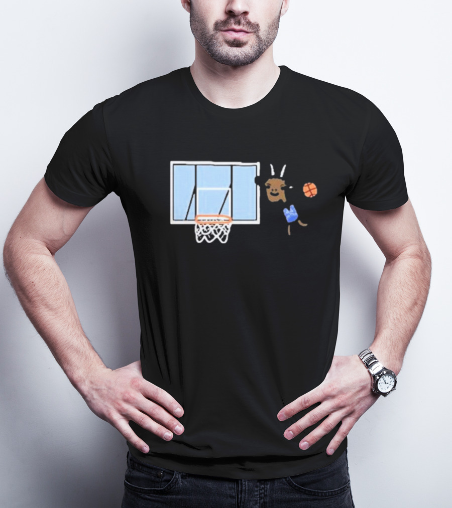 Goat Biles Basketball Dunking Goat With Jersey And Hoop T-Shirt