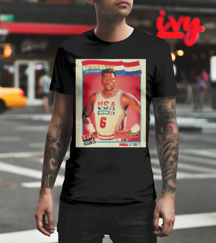 Patrick Ewing USA Basketball Dream Team 1992 NBA Hoops USA Olympic Team नंबर 6 T-Shirt