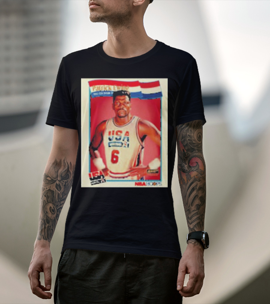Patrick Ewing USA Basketball Dream Team 1992 NBA Hoops USA Olympic Team नंबर 6 T-Shirt