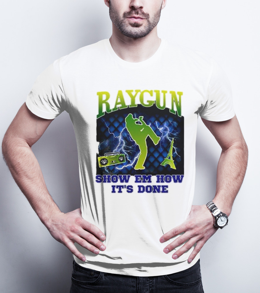 Raygun Show Em How It’s Done Electric Dance Eiffel Tower Boombox T-Shirt