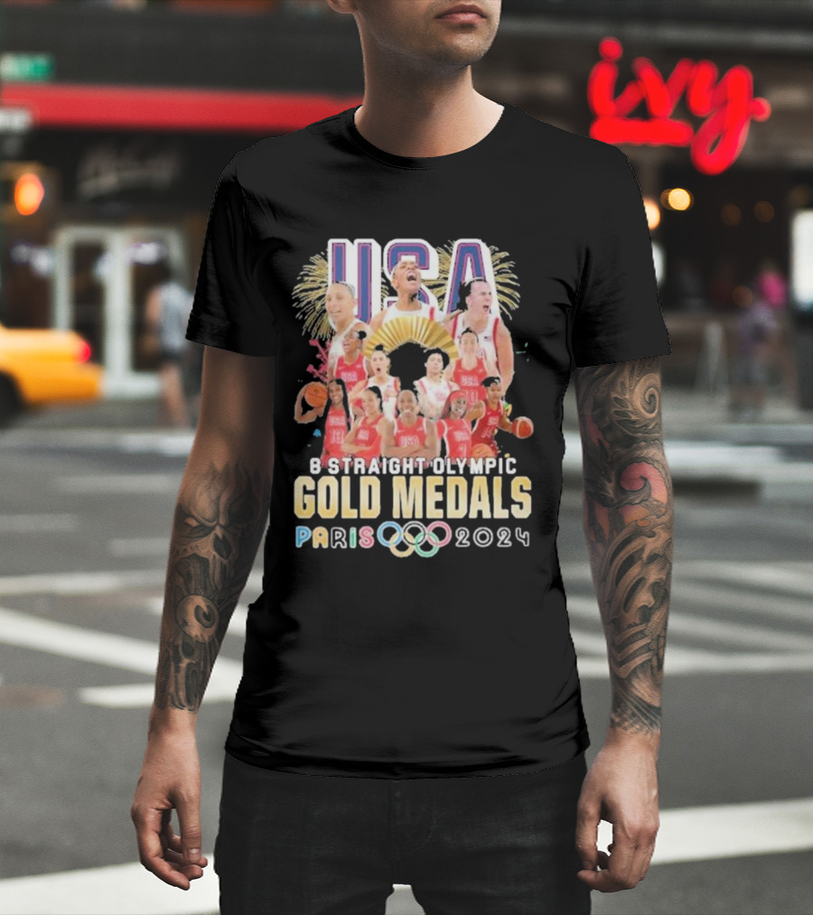 USA Basketball Women Team 8 Straight Olympic Gold Medals Paris T-Shirt