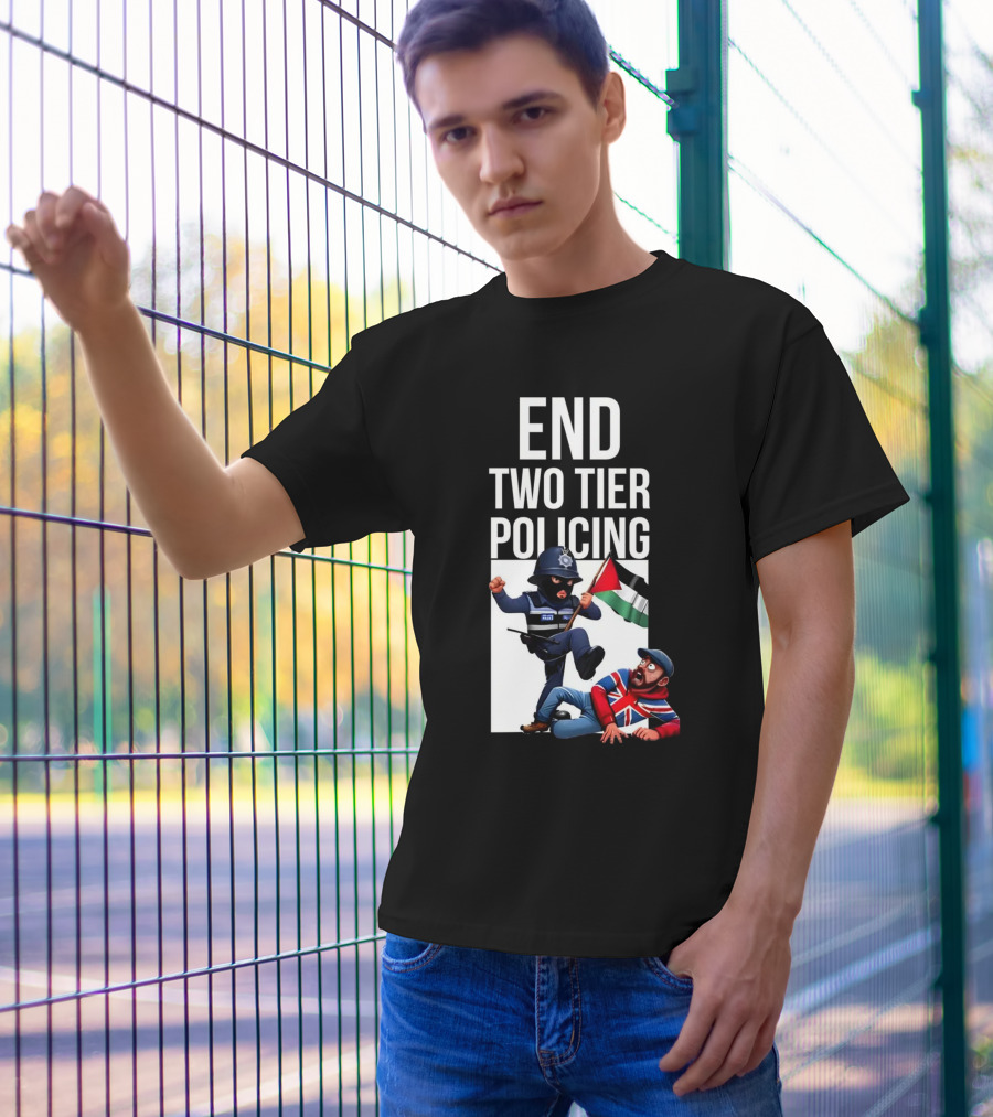 END TWO TIER POLICING British Officer And Palestinian Flag T-Shirt