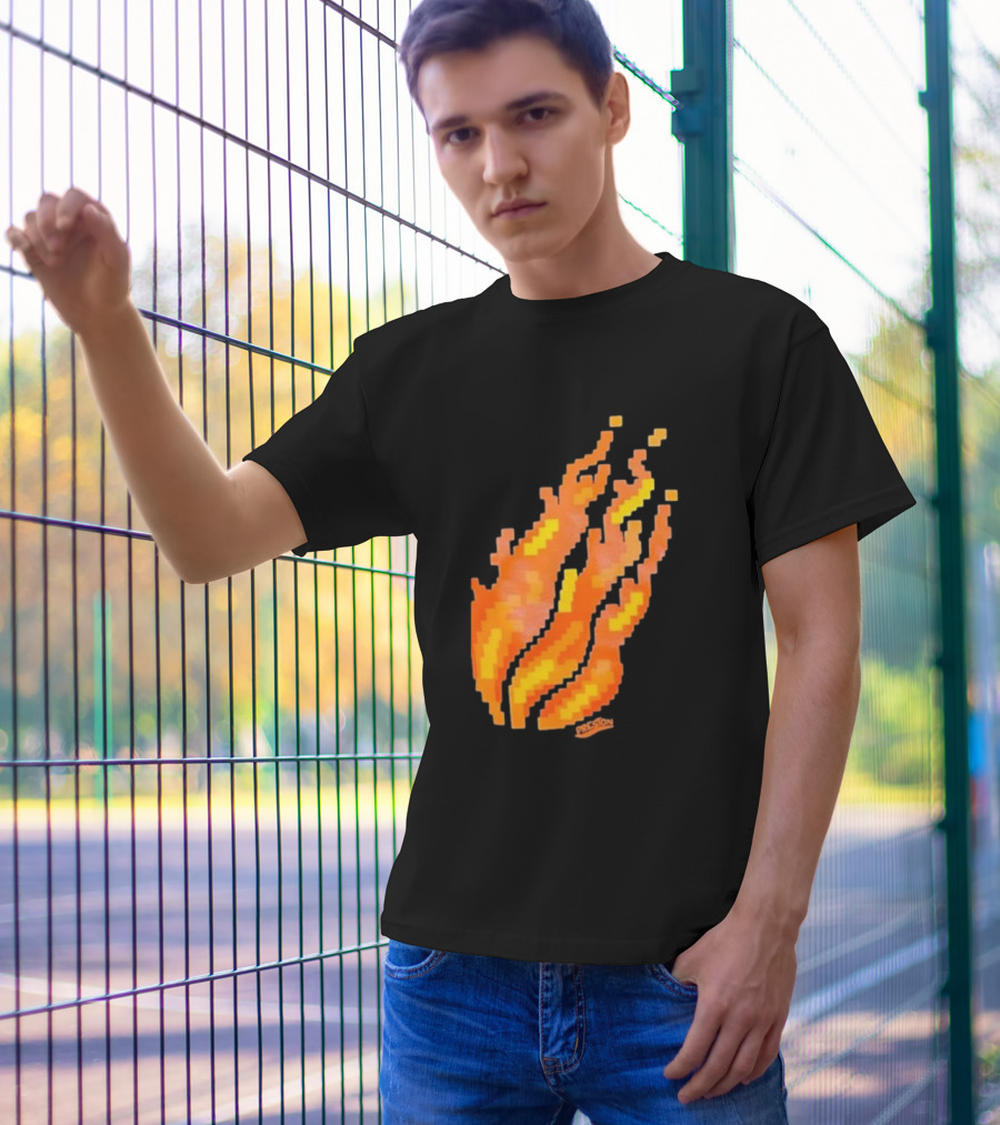 Fire Pixel Flame McLovin Burn Sunset Pixels T-Shirt