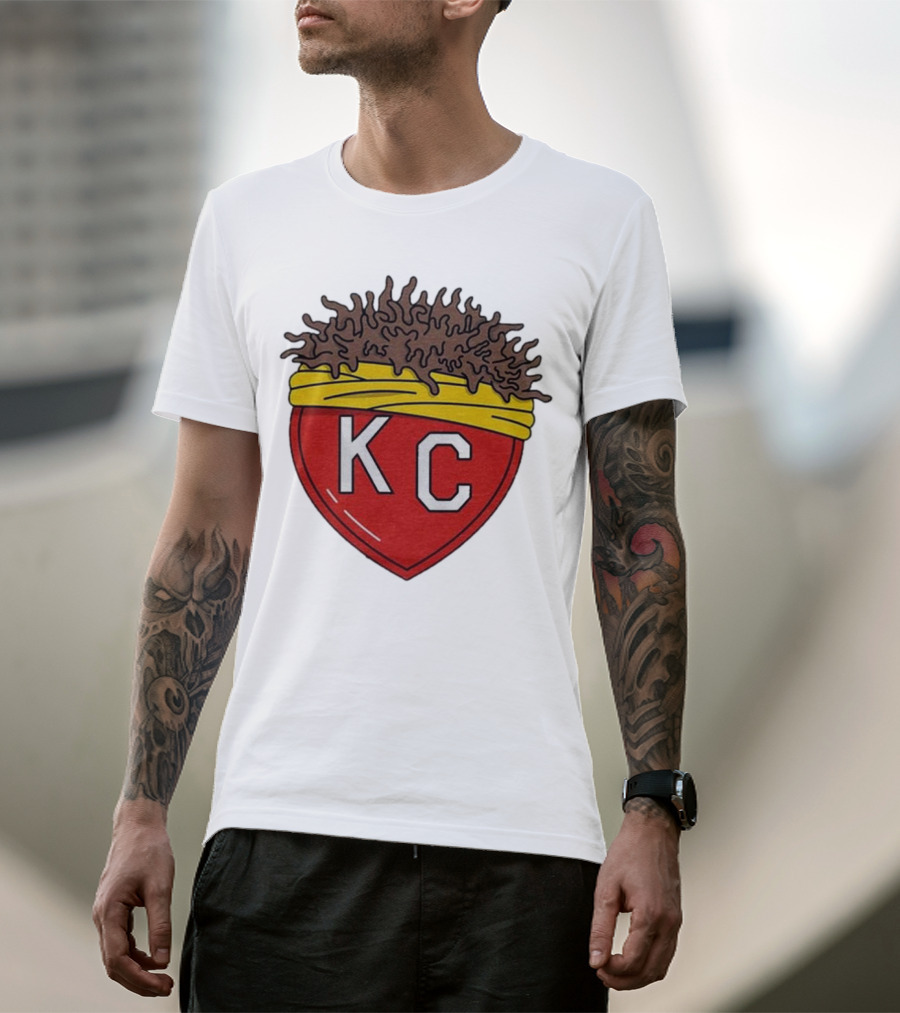 KC Franchise Heart Emblem With Brown Hair And Yellow Band T-Shirt