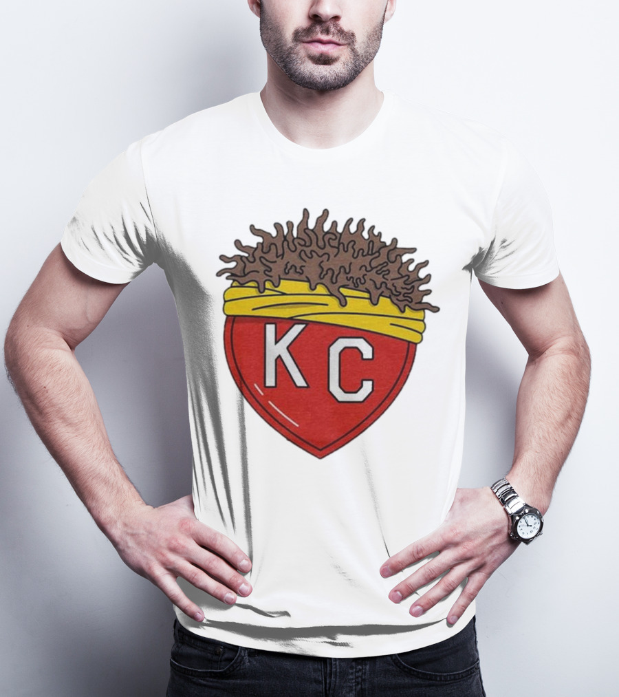 KC Franchise Heart Emblem With Brown Hair And Yellow Band T-Shirt