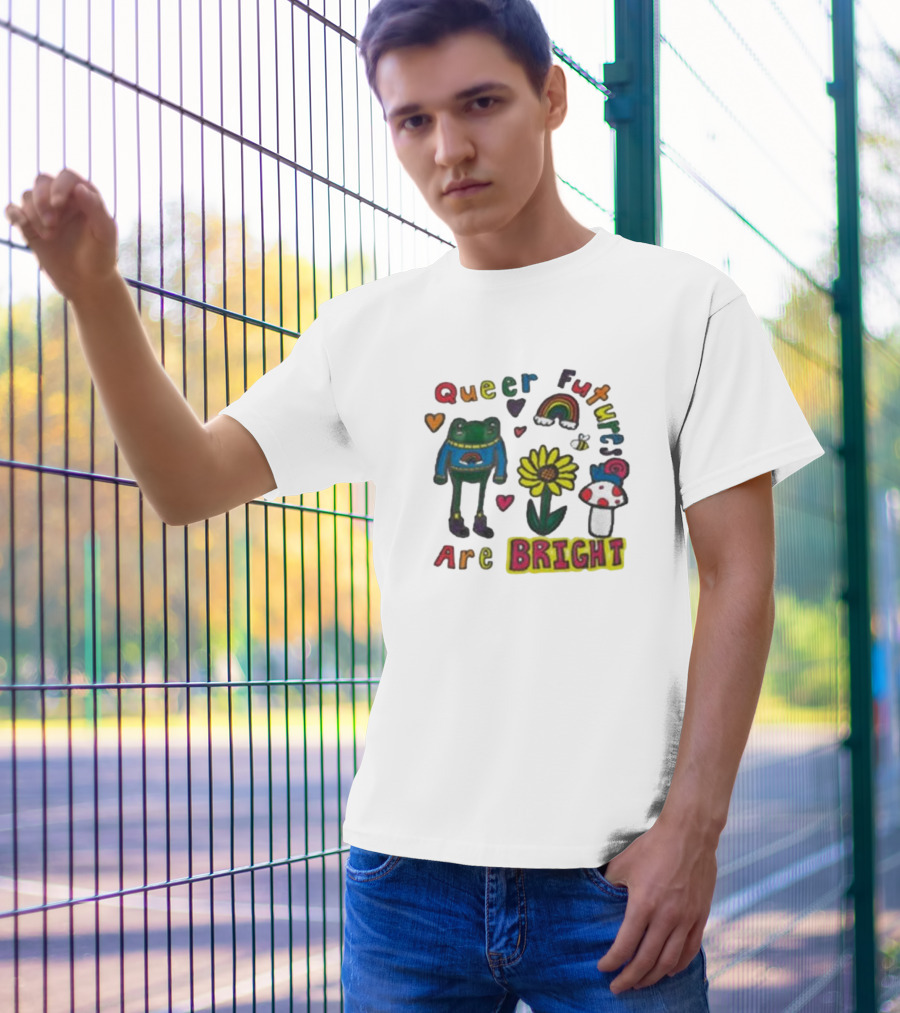 Queer Futures Are Bright Frog Rainbow Sunflower Mood T-Shirt