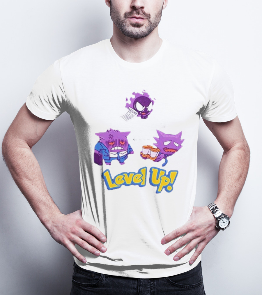 Gengar Evolution Level Up Journey With Resume And Briefcase T-Shirt