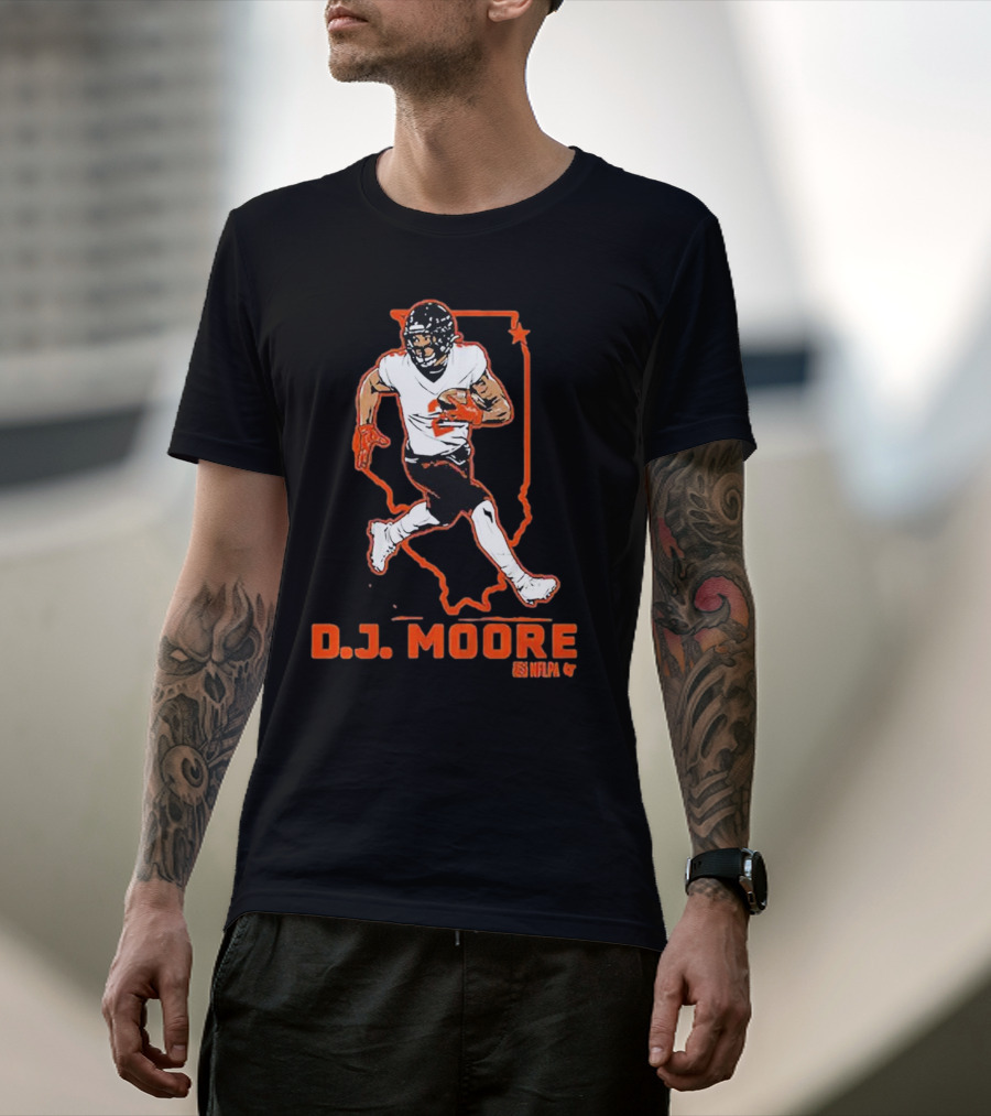 D.J. Moore Illinois Football NFPA Player Outline T-Shirt