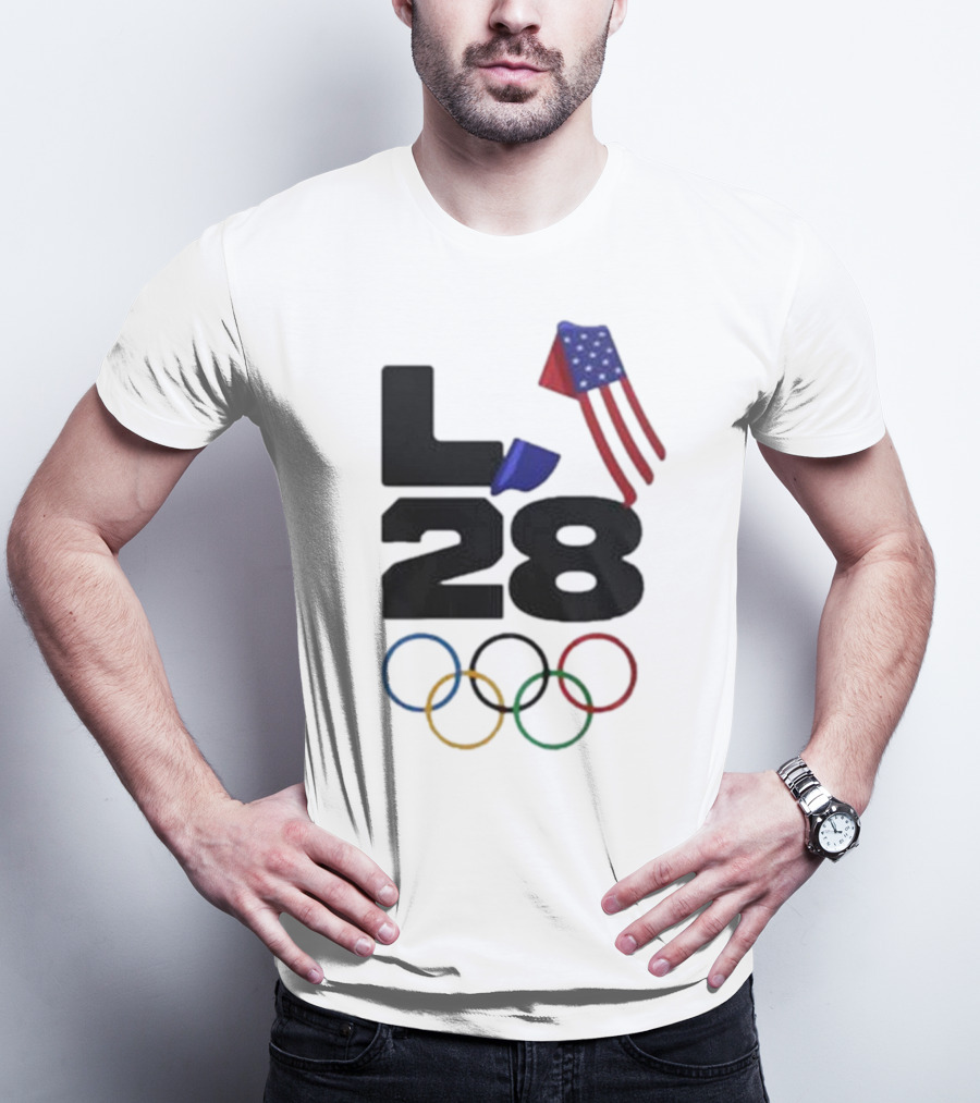 LA 28 Olympics American Flag Rings T-Shirt