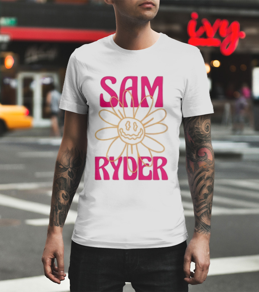 SAM RYDER Daisy Smiley Flower Pink Yellow T-Shirt