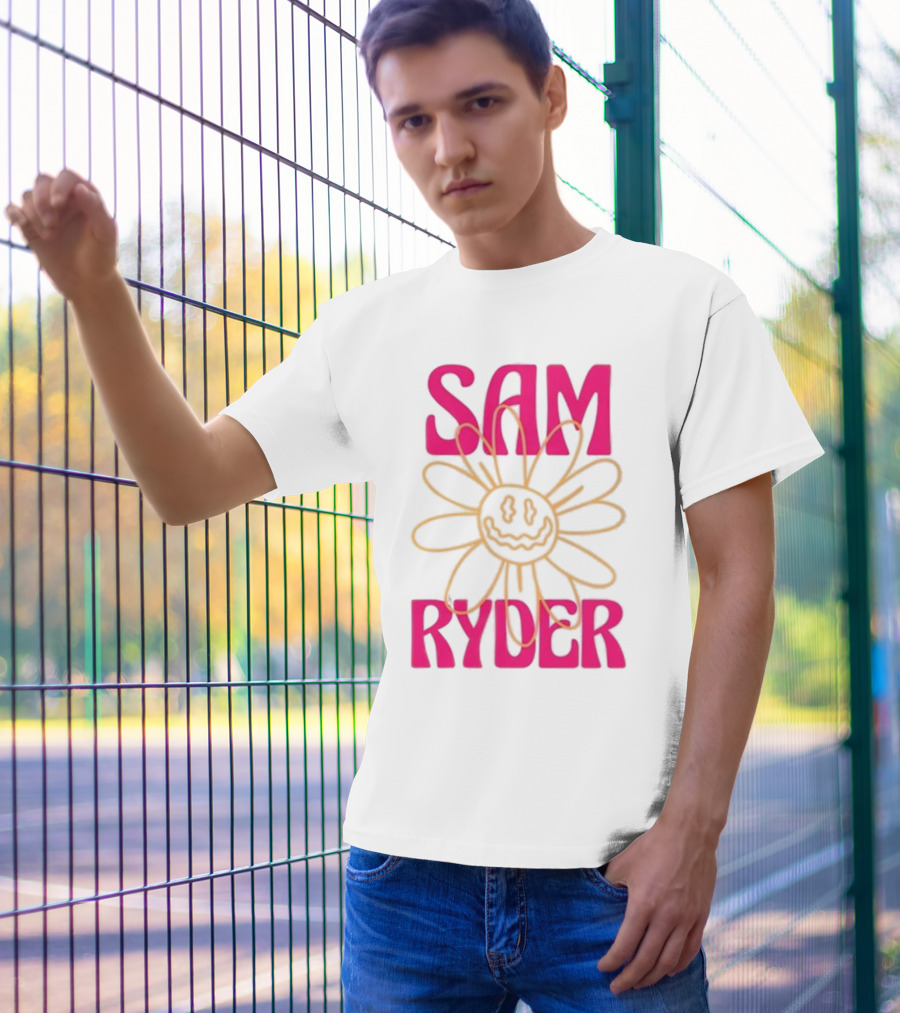 SAM RYDER Daisy Smiley Flower Pink Yellow T-Shirt