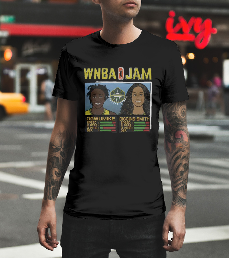 WNBA Jam Seattle Storm Ogwumike Diggins-Smith Basketball Stats T-Shirt
