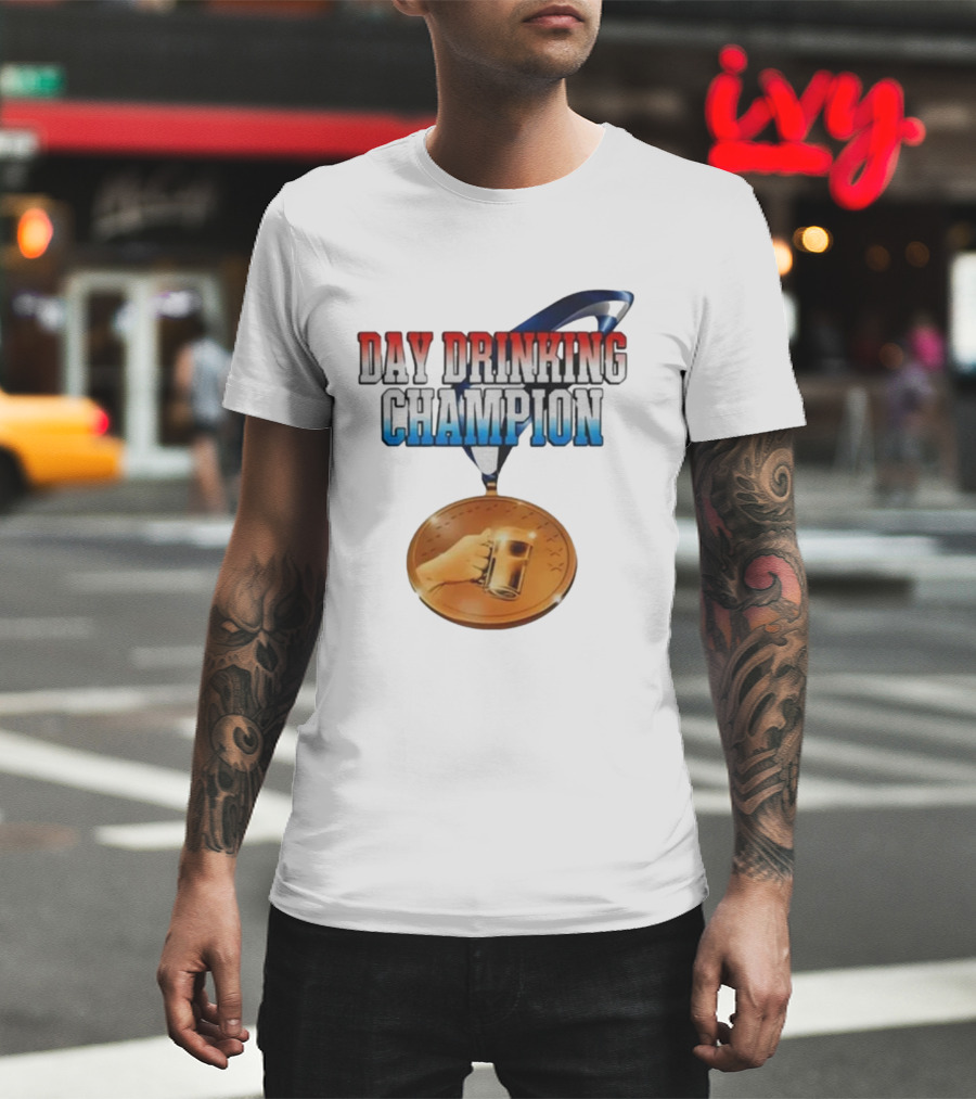 Day Drinking Champion Medal Beer Mug Fun T-Shirt