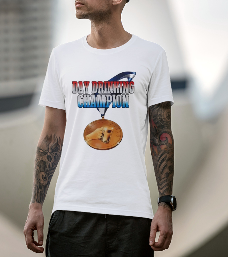 Day Drinking Champion Medal Beer Mug Fun T-Shirt