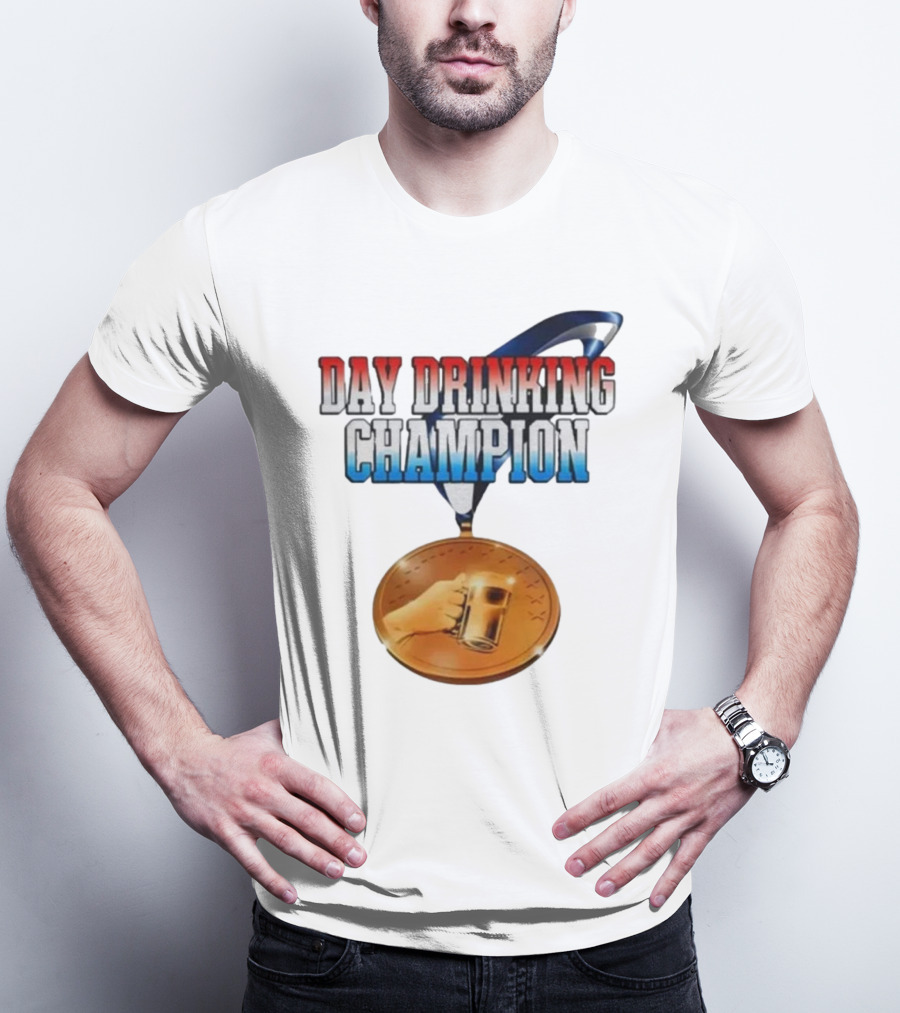 Day Drinking Champion Medal Beer Mug Fun T-Shirt