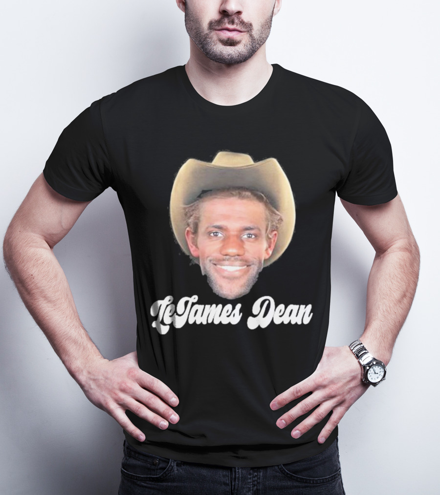 LeJames Dean Funny Ahh Tees Cowboy Hat Face T-Shirt