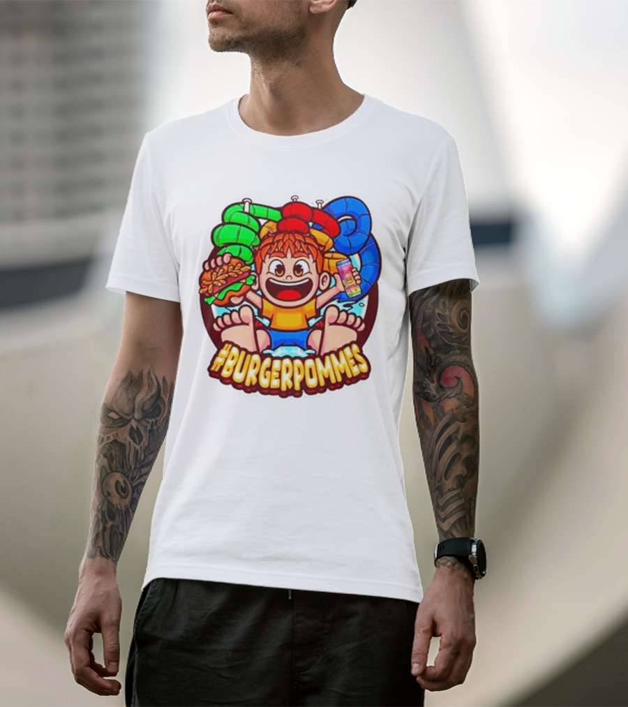 Lukasbs Burgerpommes Wasserpark Kids Fun Graphic With Slides And Snacks T-Shirt
