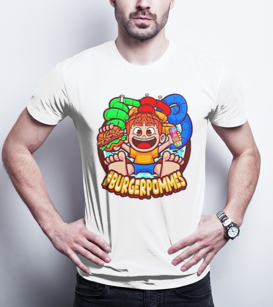 Lukasbs Burgerpommes Wasserpark Kids Fun Graphic With Slides And Snacks T-Shirt