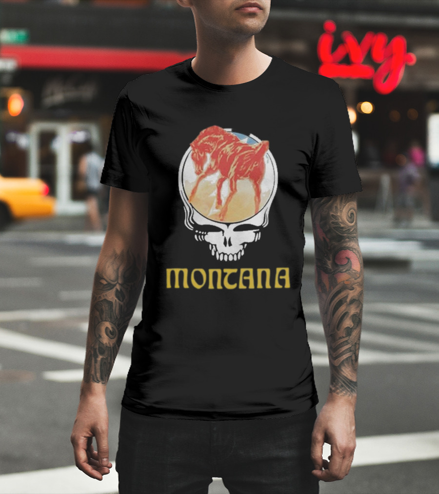 Montana United States Of Dead Horse Skull T-Shirt