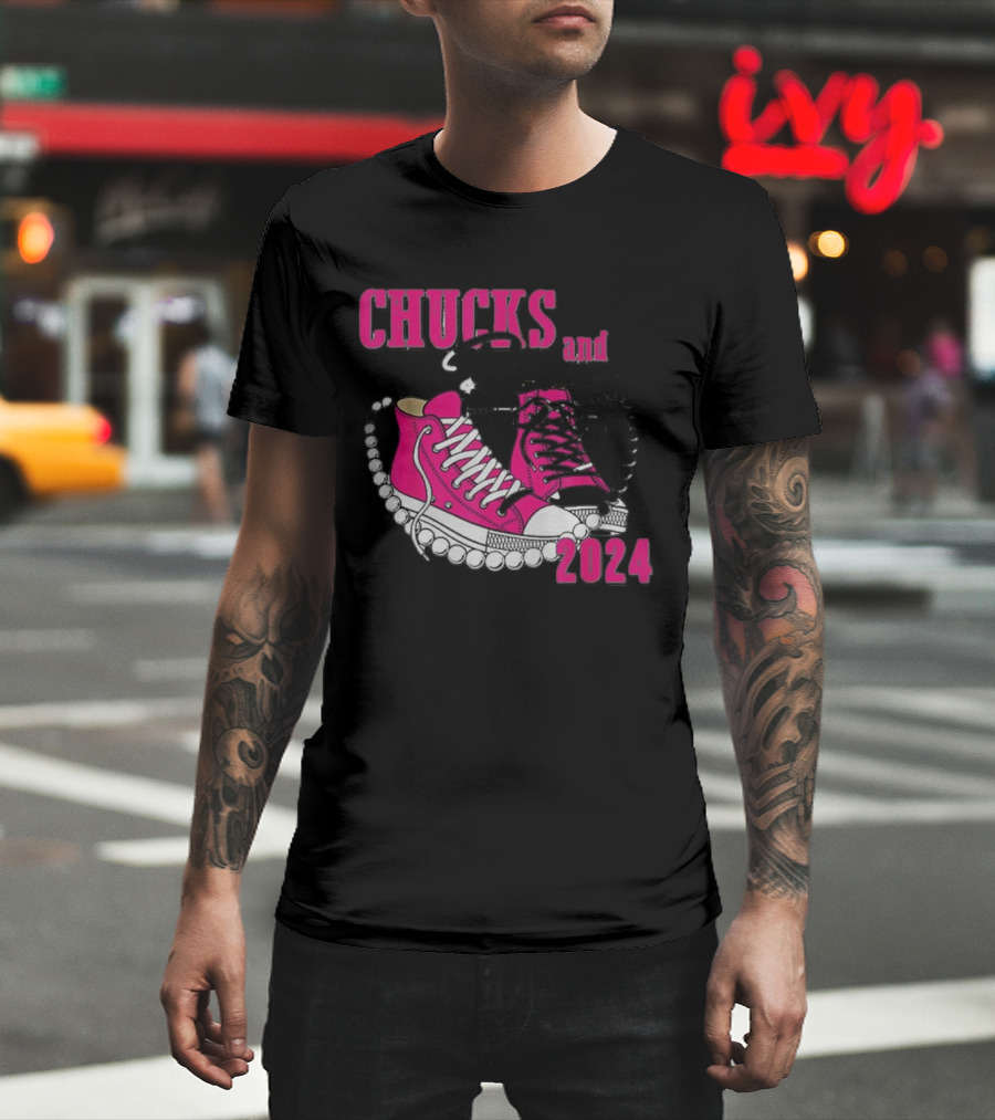 Chucks And Pearls Pink Sneakers T-Shirt