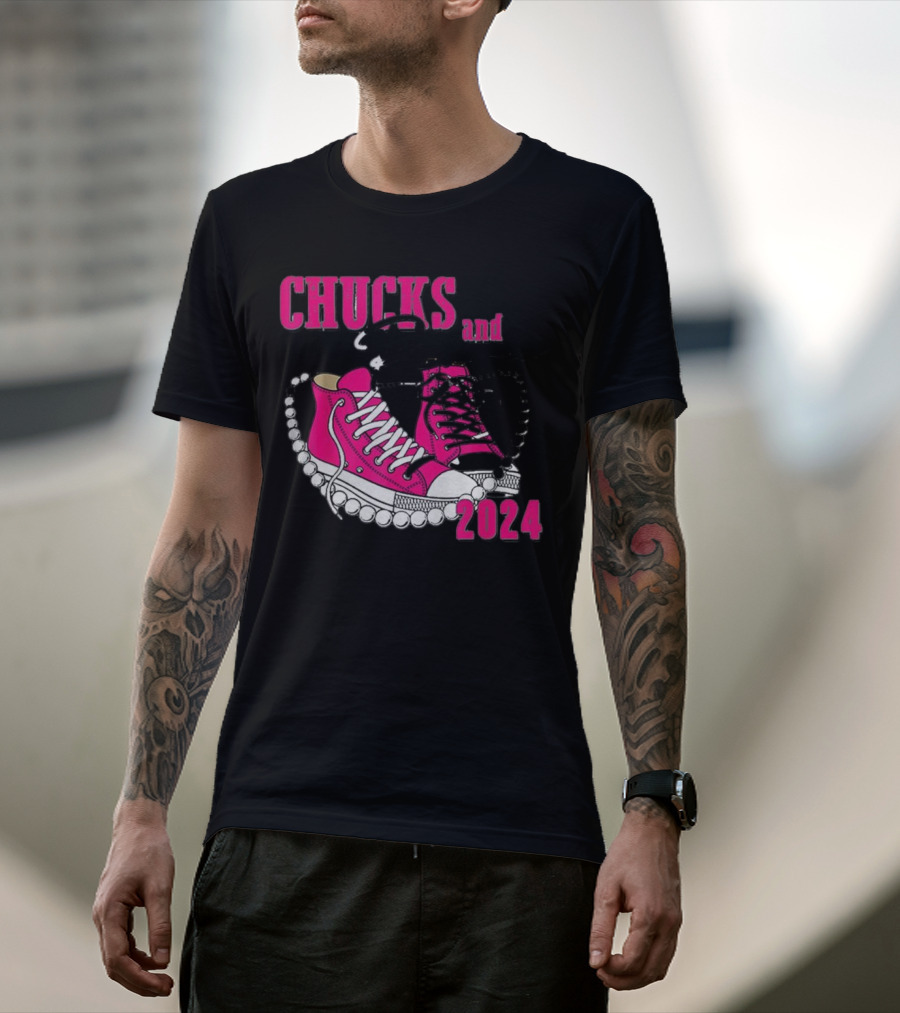 Chucks And Pearls Pink Sneakers T-Shirt