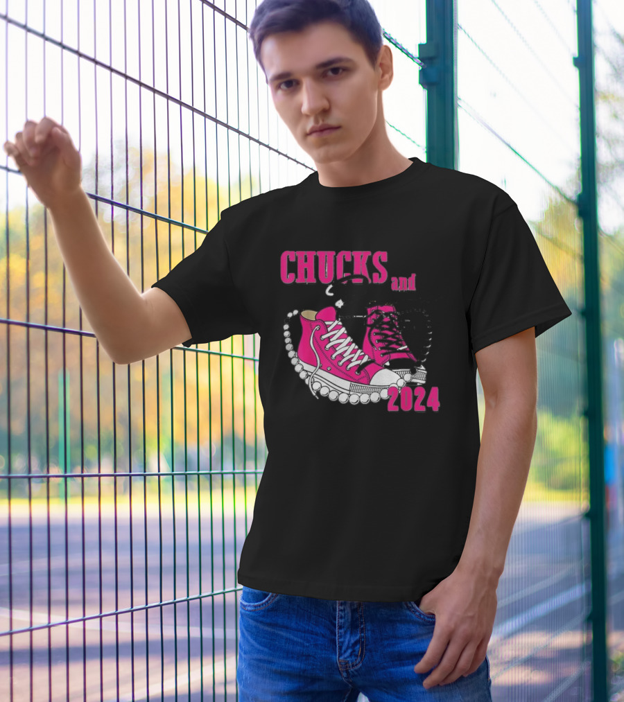 Chucks And Pearls Pink Sneakers T-Shirt