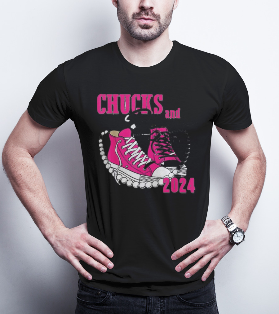 Chucks And Pearls Pink Sneakers T-Shirt
