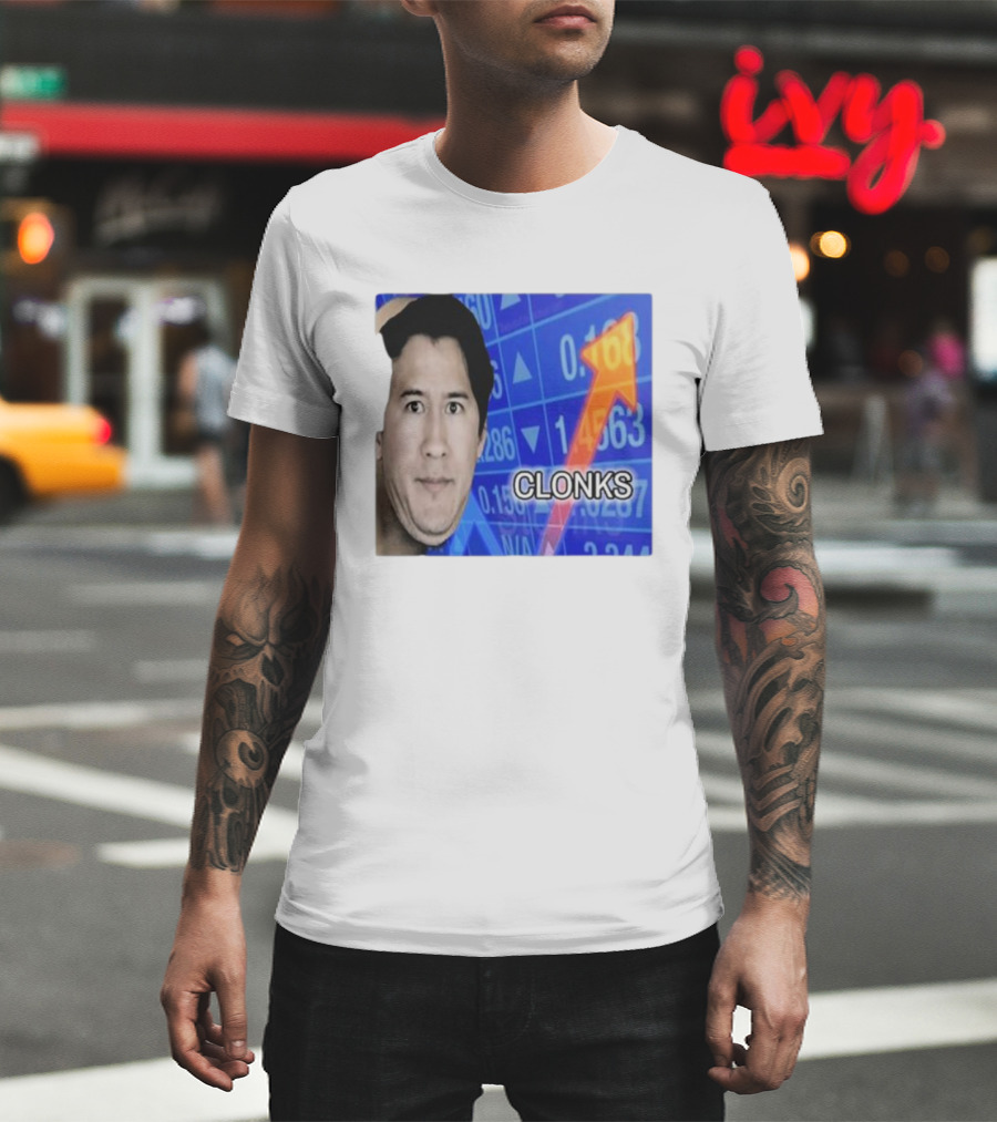 Cloak Oddly Specific Clonks Meme Face With Stock Market Arrow T-Shirt
