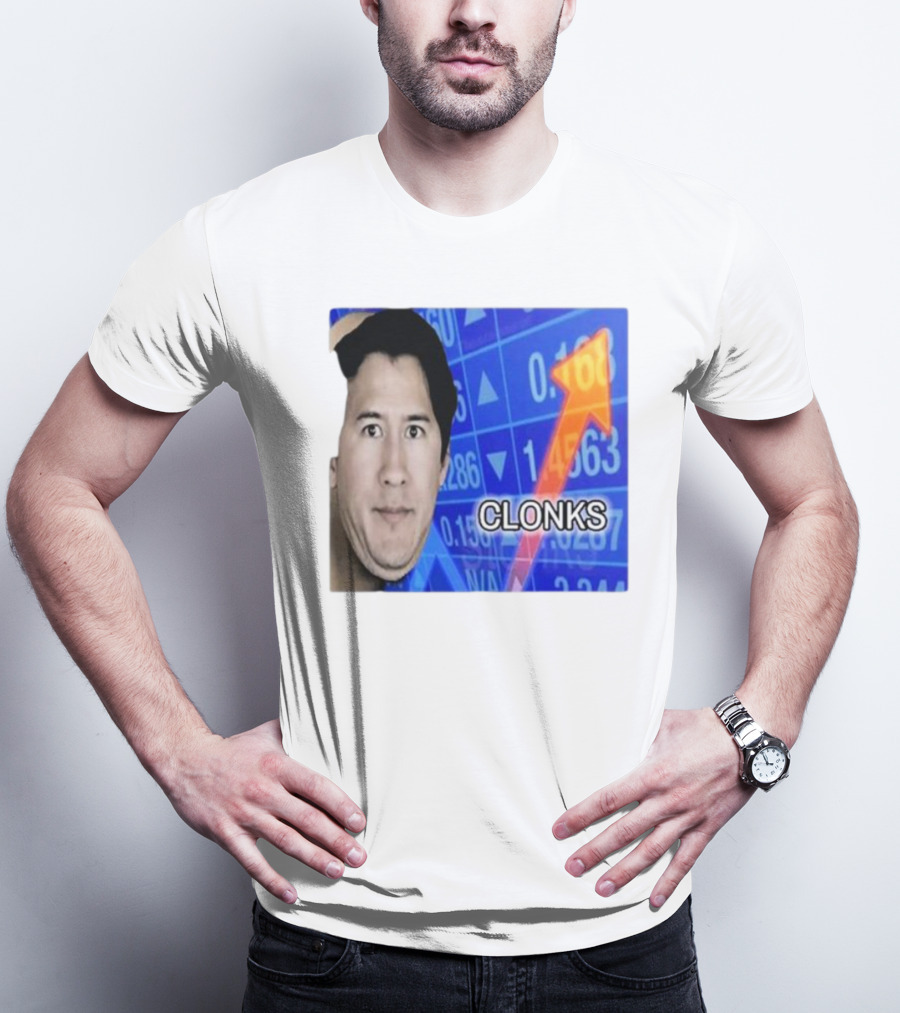 Cloak Oddly Specific Clonks Meme Face With Stock Market Arrow T-Shirt